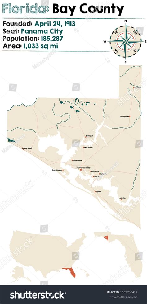 Large Detailed Map Bay County Florida Stock Vector Royalty Free