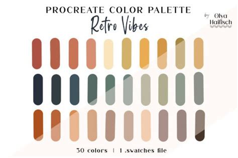 Retro Procreate Color Swatches Palette Graphic By Olya Haifisch