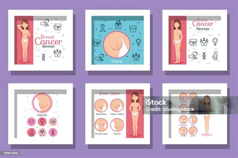 유방암 인식 디자인의 번들 개념에 대한 스톡 벡터 아트 및 기타 이미지 개념 건강관리와 의술 긍정적인 감정 표현 Istock