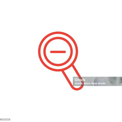 Ilustración De Lupa Menos Línea Icono Rojo Sobre Fondo Blanco