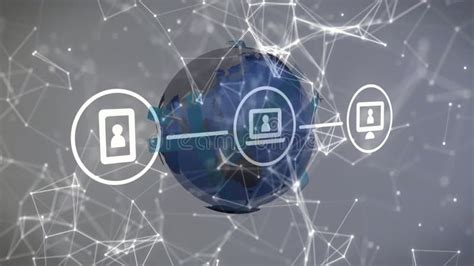 Animation Of Network Of Connections With Icons Over Globe On White