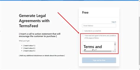 how to add agree checkbox for terms and conditions to kajabi offer