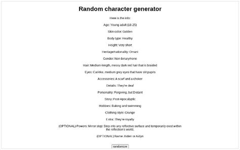 Random Character Generator