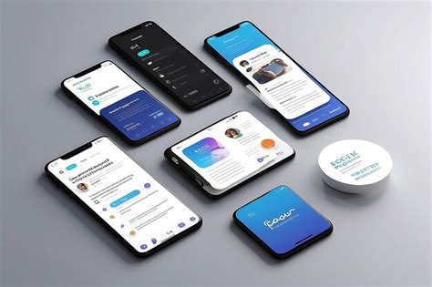 Smartphone App Interface And Social Post Presentation Mockup Isolated Premium Ai Generated Image