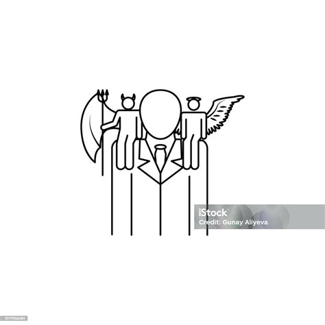 천사 그리고 악마 어깨 아이콘입니다 천사와 악마 아이콘 모바일 개념 및 웹 응용 프로그램의 요소입니다 웹사이트 디자인 및 개발