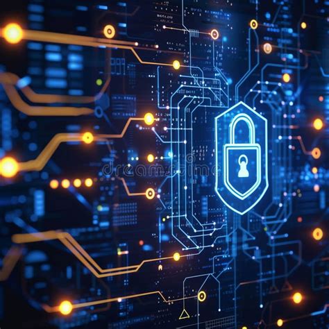 Digital Security Shield With Padlock Icon On Circuit Board Stock Illustration Illustration Of