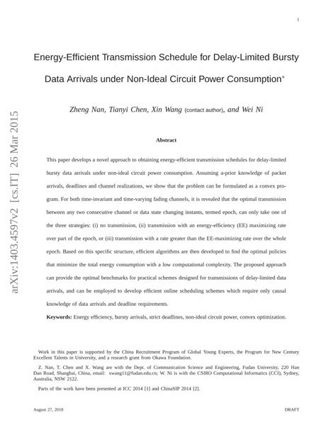 pdf energy efﬁcient transmission schedule for delay limited bursty
