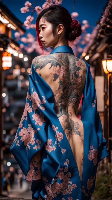Japanese Woman Showing Off Back Yakuza Tattoos By Dfrusdn Playground