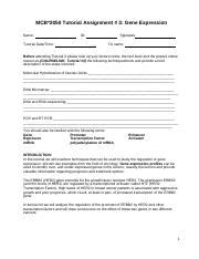 Tutorial 3 MCB2050 W20 Gene Expression Handout 1 Pdf MCB 2050 Tutorial Assignment 3 Gene