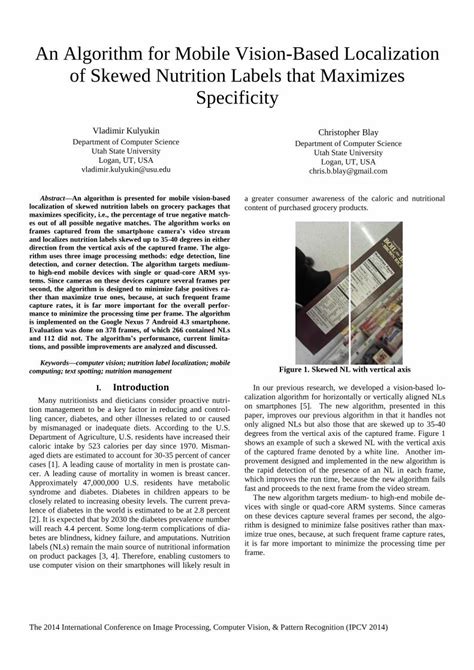 Pdf An Algorithm For Mobile Vision Based Localization Of Skewed