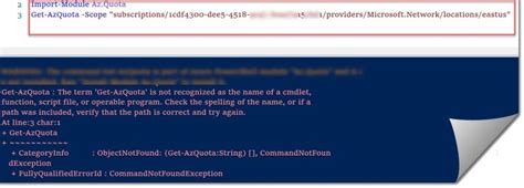The Term Get Azquota Is Not Recognized As The Name Of A Cmdlet Azure Lessons