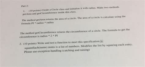 Solved Part Points Create A Circle Class And Chegg
