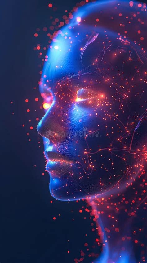 Neural Network Brain Activity Of A Digital Human Profile With Glowing Connections Symbolizing Ai