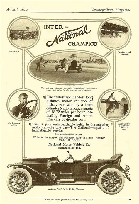 1912 National Ad National Car National Car Ads
