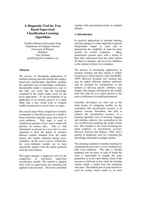 pdf a diagnostic tool for tree based supervised classification