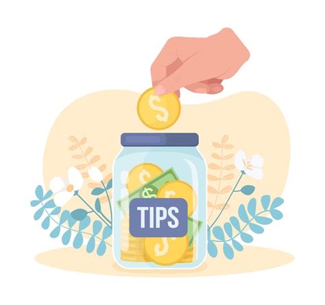 Tip Jar 2d Vector Isolated Illustration Premium Vector