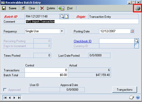 To Print An Edit Transaction List