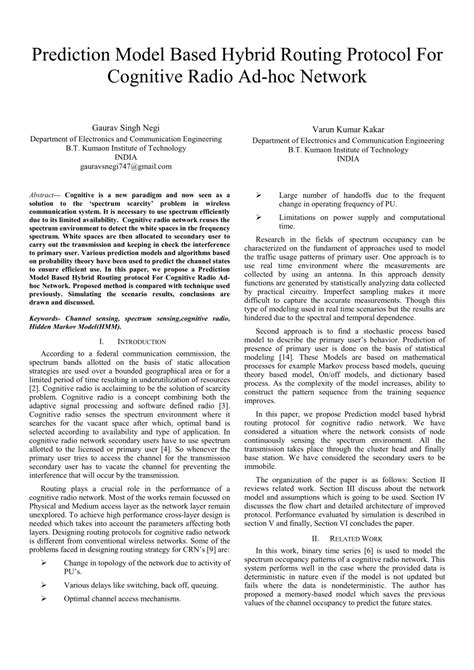 Pdf Prediction Model Based Hybrid Routing Protocol For Cognitive