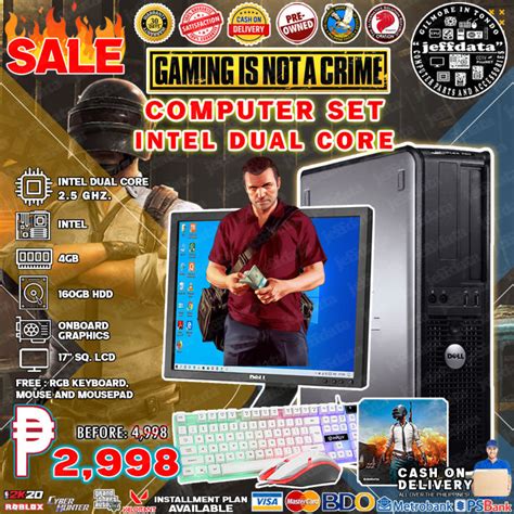Computer Set Intel Dual Core 2 5ghz 4gb Ddr3 160gb Hdd Onboard Graphics 17 Square Monitor Free