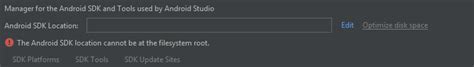 The Android Sdk Cannot Be At The Filesystem Root I Have Problem In