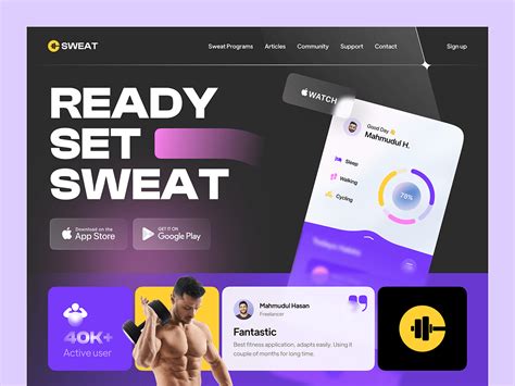 Fitness App Landing Page Ui Design On Behance
