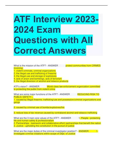 Atf Interview Exam Questions With All Correct Answers Atf Stuvia Us