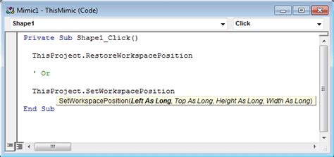 Controlling The Workspace Using Vba Pcvue Pcvue