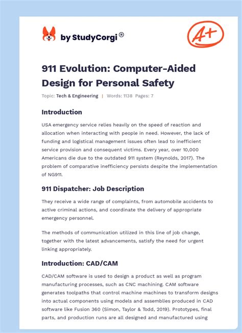 911 Evolution Computer Aided Design For Personal Safety Free Essay