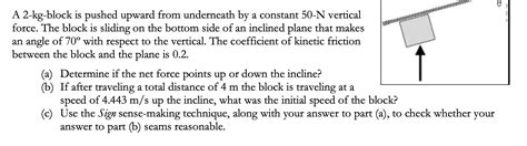 Solved A 2 Kg Block Is Pushed Upward From Underneath By A