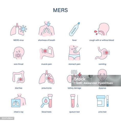 Mers 중동 호흡기 증후군 증상 진단 및 치료 벡터 아이콘 의료 아이콘 감기와 독감에 대한 스톡 벡터 아트 및 기타 이미지 감기와 독감 건강관리와 의술 격리
