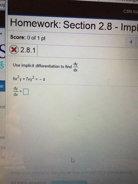 Solved Use Implicit Differentiation To Find Dy Dx 6x 2y