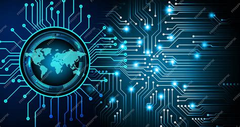 Premium Vector World Binary Circuit Board Future Technology Blue Hud Cyber Security Concept