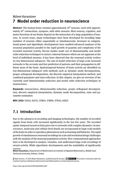 PDF Model Order Reduction In Neuroscience