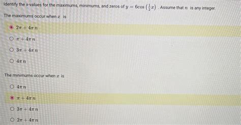 solved identify the x values for the maximums minimums and