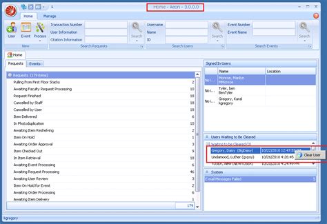 Clearing Users Atlas Systems