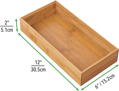 Mdesign Bamboo Wood Kitchen Cabinet Drawer Organizer Stackable Tray