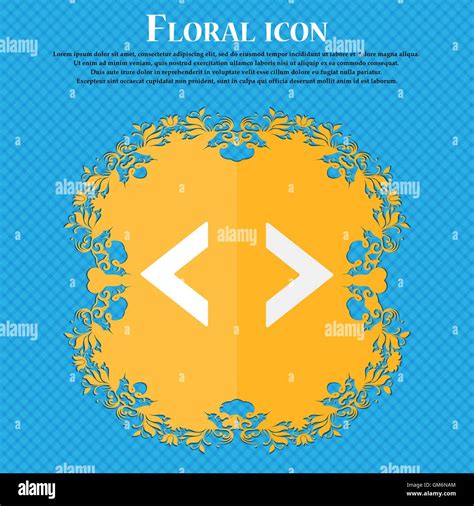 Code Sign Icon Programmer Symbol Floral Flat Design On A Blue