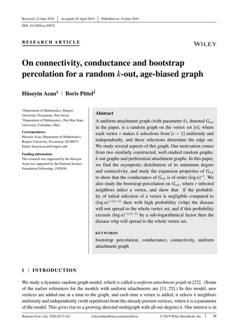 On Connectivity Conductance And Bootstrap Percolation For A Random K