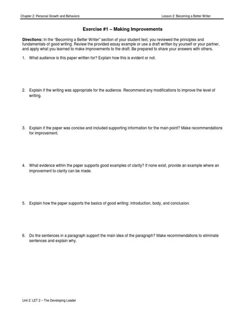 U2c2l2a1 Exercise 1 Making Improvements Pdf