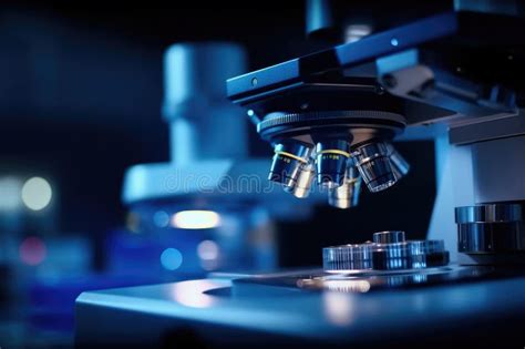 Scientist Analyzing Microscope Slide Microscope In A Scientific