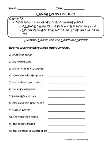 Capitalization Worksheets