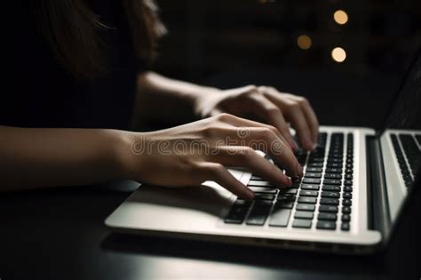 Ai Generated Illustration Of A Person S Hands Typing On A Laptop