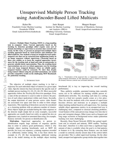 Unsupervised Multiple Person Tracking Using Autoencoder Based Lifted