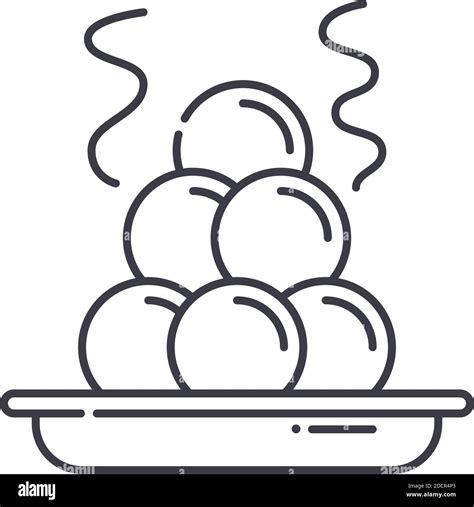 Meatball Concept Icon Linear Isolated Illustration Thin Line Vector
