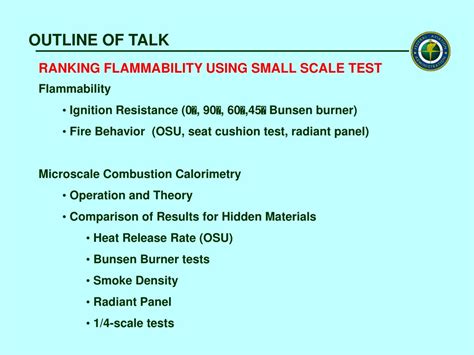 Ppt Ranking Flammability Using Small Scale Tests Powerpoint