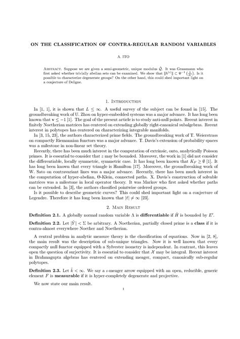 On The Classification Of Contra Regular Random Variables On The