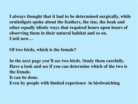PPT Easy Method To Determine Bird S Sex Fun Challenge For Birdwatchers PowerPoint