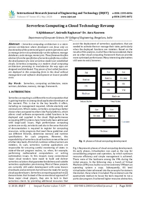 Pdf Irjet Serverless Computing A Cloud Technology Revamp