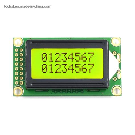 16 Pin 0802 Character LCD Screen Stn Yellow Green Monochrome 8X2 LCD Display 0802 LCD Display