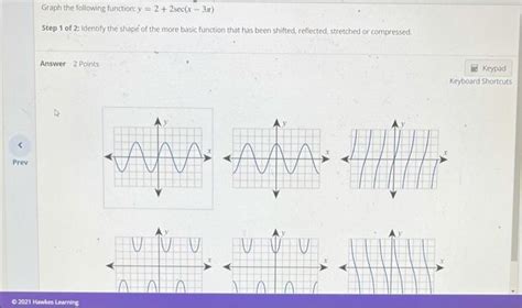 solved graph the following function y 2 2sec x 3